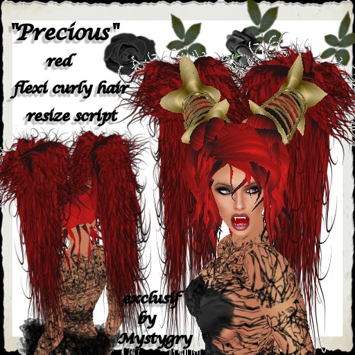 Second Life Marketplace - Precious red tiped black flexi hair resize script curl curly ponytail ...